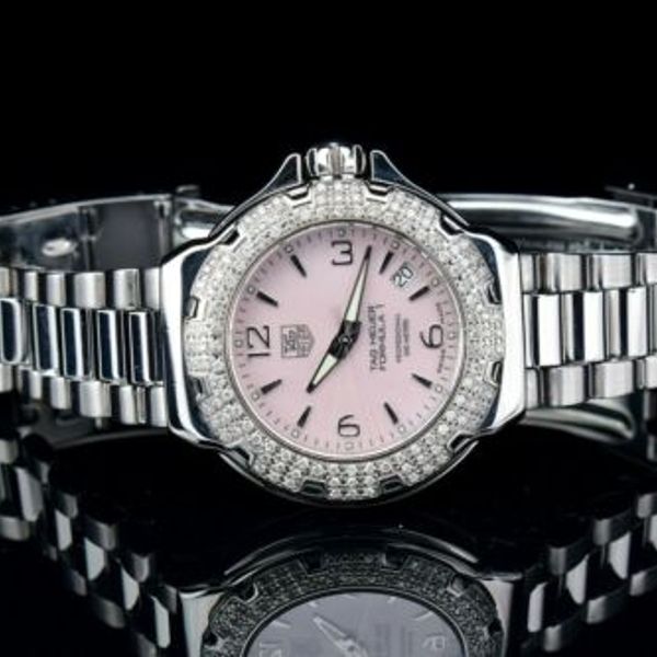 Tag Heuer F1 1216 Pink face ,0.75ct Diamond Bezel - Full Set Box and ...