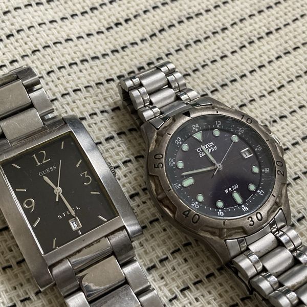 Citizen Eco Drive Solar 7870-H01733 And Guess Steel Mens Watch Job Lot ...