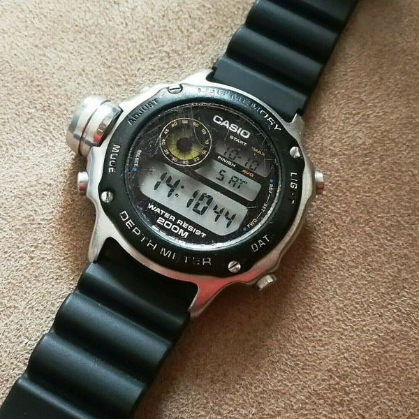 vintage casio dep-510 air divers depth meter log memory lcd watch japan ...