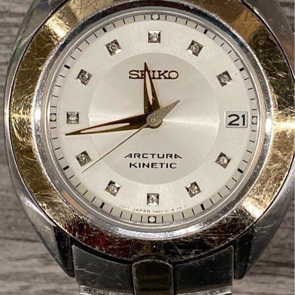 Seiko Arctura Kinetic Two Tone Metal Band Men's Watch Parts Repair ...