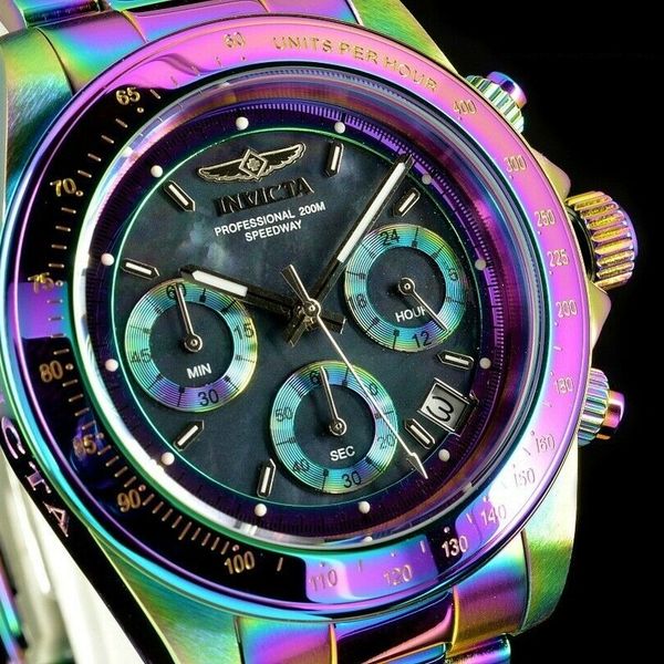 Invicta 40mm Speedway Chronograph Black Mother of Pearl Dial IRIDESCENT ...