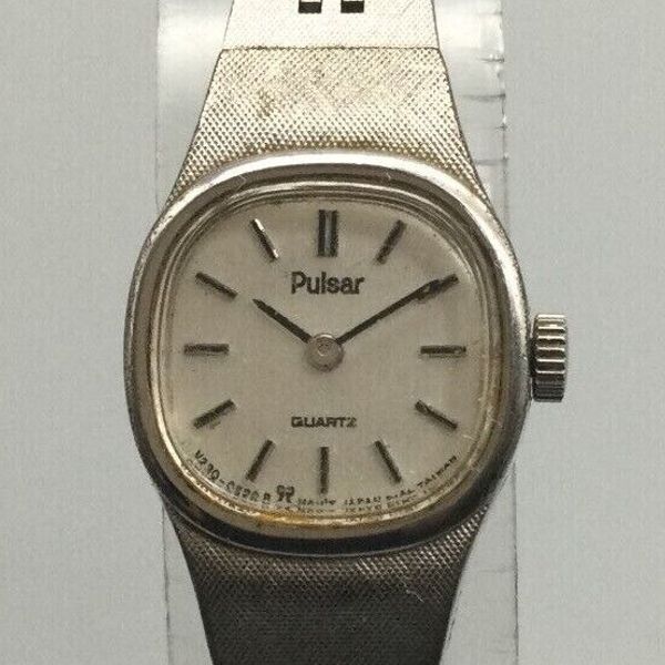 Vintage Pulsar Watch Women Silver Tone Square Case White Dial New ...