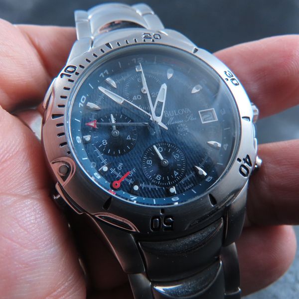 All Steel Bulova Marine Star Alarm Chronograph Quartz Men Watch ...