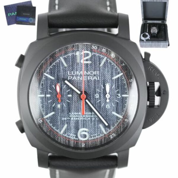 NEW Panerai Luminor 1950 Luna Rossa Chrono Black Ceramic PAM01037 44MM ...