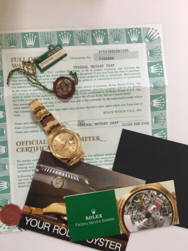 Rare Men’s Rolex Date Ref 15038 All 18k Gold Box & Papers ~General ...