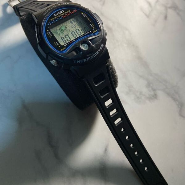 80s Vintage Rare CASIO TS-150 THERMO METER Men's Watch Digital Black ...
