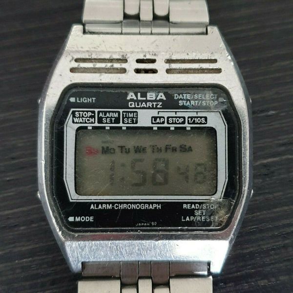 Vintage Alba Y709-4020 Alarm Chrono Japan Digital Watch parts repair ...