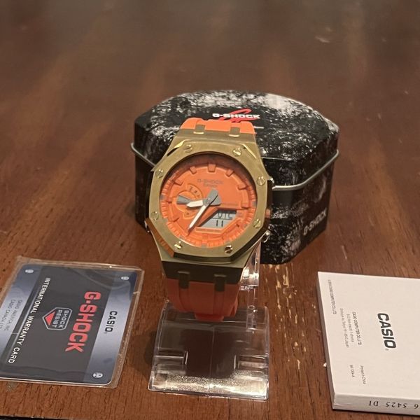 New Casio G-Shock GA2100 Custom MOD All Orange And Gold Color ...