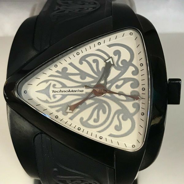 TechnoMarine Maori Men's Watch White Face Silver Tattoo Black Rubber ...