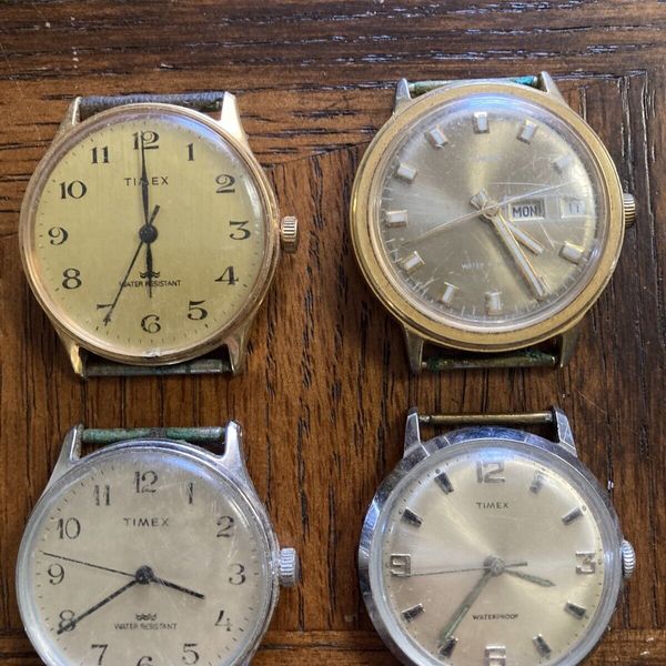Vintage Watch Faces Lot Of 14 -Four Timex For Parts, Repair Or Art ...