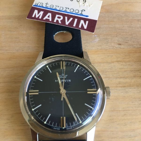 SOLD Beautiful Stainless Steel cross hair dial Marvin NOS (300 ...