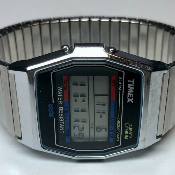 Vintage Timex Quartz Lithium Digital Stainless Steel Watch B9 Water ...