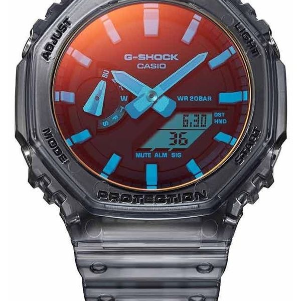 Casio G-Shock Beach Time Lapse (45.4mm) Blue Red Dial / Grey GA-2100TLS ...