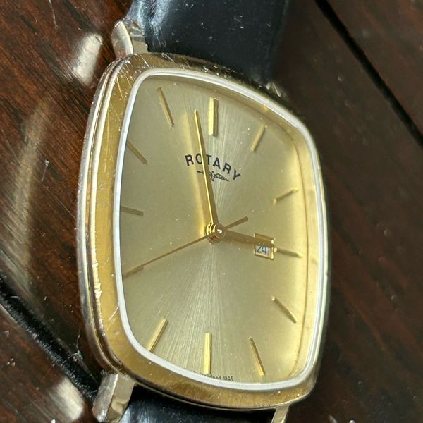 ROTARY WINDSOR MENS WATCH DOLPHIN SCREW DOWN CROWN SAPPHIRE Working ...