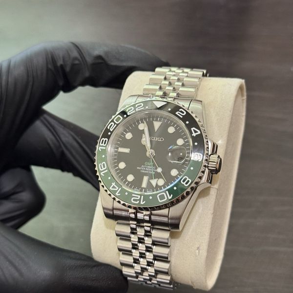 CUSTOM SEIKO MOD GMT STARBUCKS 40mm SAPPHIRE CRYSTAL AUTOMATIC CERAMIC ...