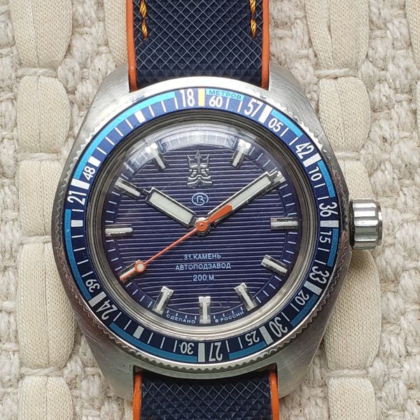 [$170 USD] Vostok Amphibia Neptune Automatic watch Blue dial 200m diver ...