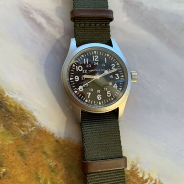 Authentic Hamilton Khaki Field Mechanical Black Dial Nylon Men's Watch ...