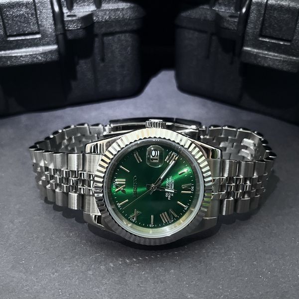 SEIKO MOD DATEJUST 40MM GREEN ROMAN NUMERAL DIAL | WatchCharts Marketplace