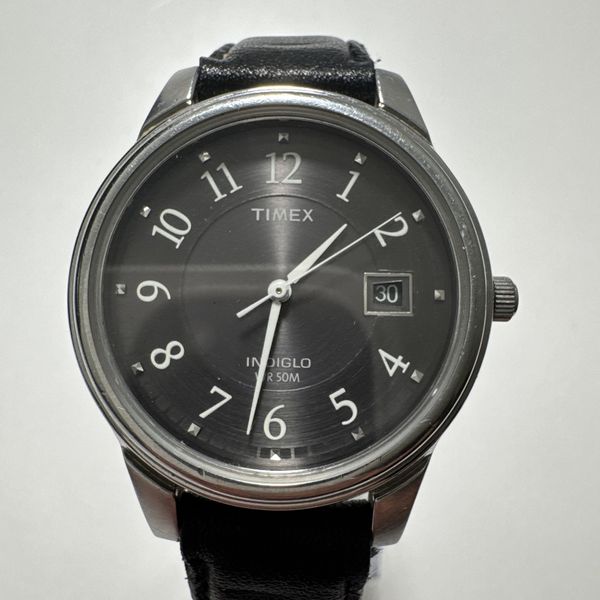 Timex Watch Women Silver Tone Date Black Dial 50M Date Indiglo 35mm New Battery | WatchCharts ...