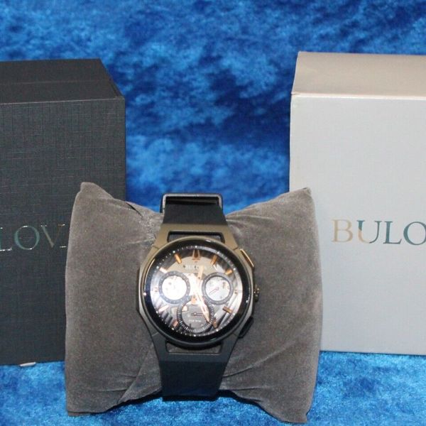 Bulova CURV 98A162 44mm Titanium & Stainless Case Rose Gold Tone Watch ...