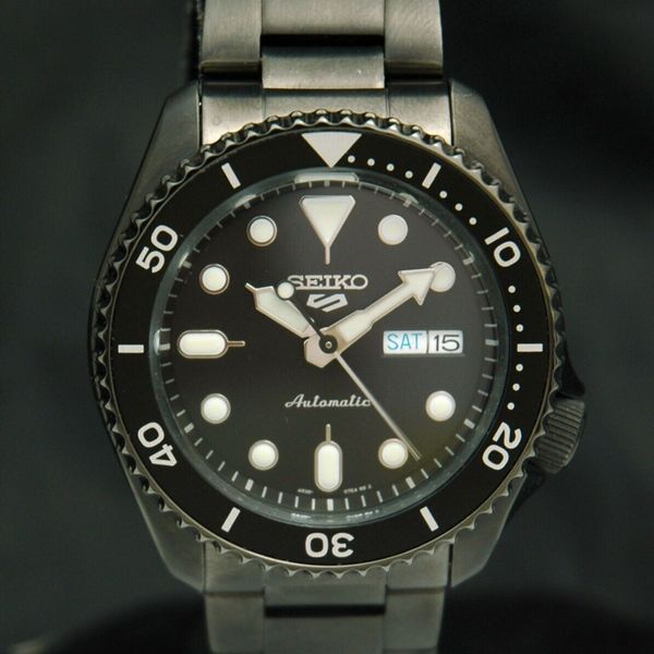SEIKO 5 Automatic DIVER 24 Jewels Mens WATCH PVD Black Ghost SRPD65K1 ...