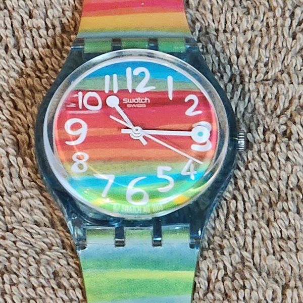 Vintage Swatch Color the Sky Rainbow Stripe Watch With New Battery ...