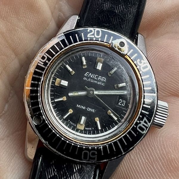 Enicar Sherpa 300 Mini Dive Lady Vintage Diver Watch Tropic Strap ...