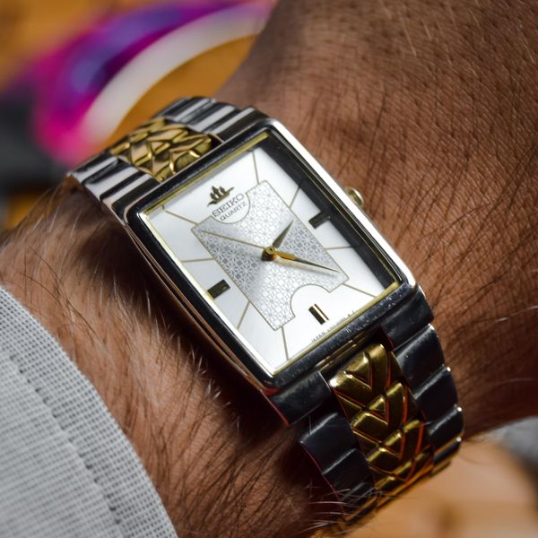 [wts] 1990's Rare Vintage SEIKO Quartz Tank Two-tone Ultra Thin Dress ...