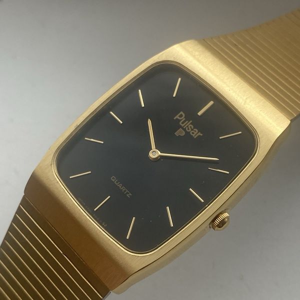 Seiko Pulsar Tank Mens Gold Plated Vintage Watch Made In Japan Quartz ...