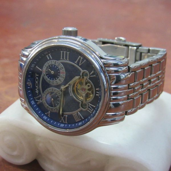 Jacot Automatic Stainless Steel Blue Dial Watch E475M-606-490 X ...