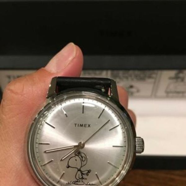Brand New Timex Marlin® Automatic Snoopy Black Leather 40mm ...