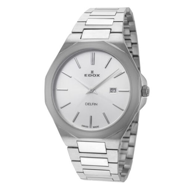 Edox Men's 71289-3M-AIN Delfin 41mm Silver Dial Stainless Steel Watch ...