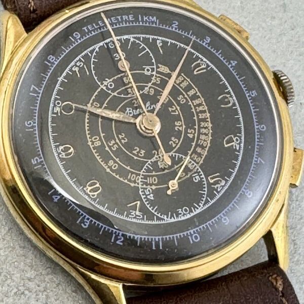 VINT Breitling Chronograph black dial extremelly big venus 170 movement ...