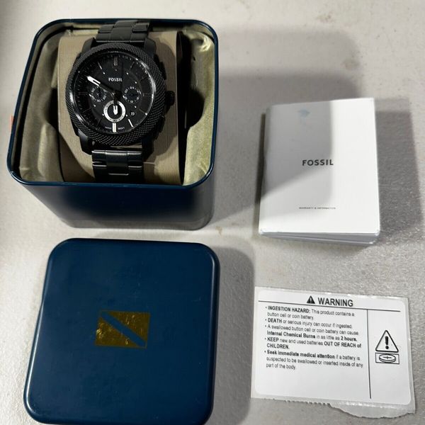 Fossil Original FS4552 Men's Machine Black Chronograph Watch 45mm BRAND ...