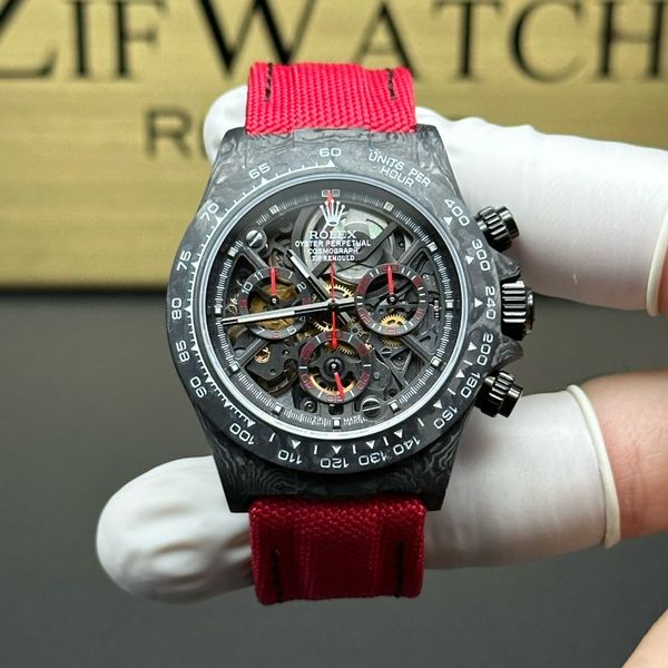 Modified Rolex Skeleton Daytona Dark Red Carbon Fiber | WatchCharts ...