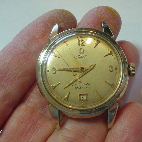 1951 MENS 14k GOLD fil OMEGA SEAMASTER AUTOMATIC 2702 DATE @ SIX Cal ...