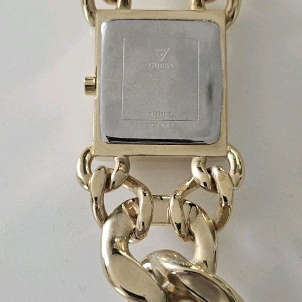 Guess Gold Tone Chain Link Square Face Ladies Watch | WatchCharts ...