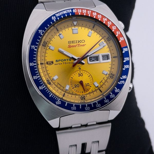 Seiko Pogue Pepsi - Speed Timer" Yellow Dial " automatic watch- 6139 ...