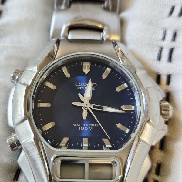 Casio â Edificeâ EFA-100 Analog/Digital Stainless Steel Wristwatch ...