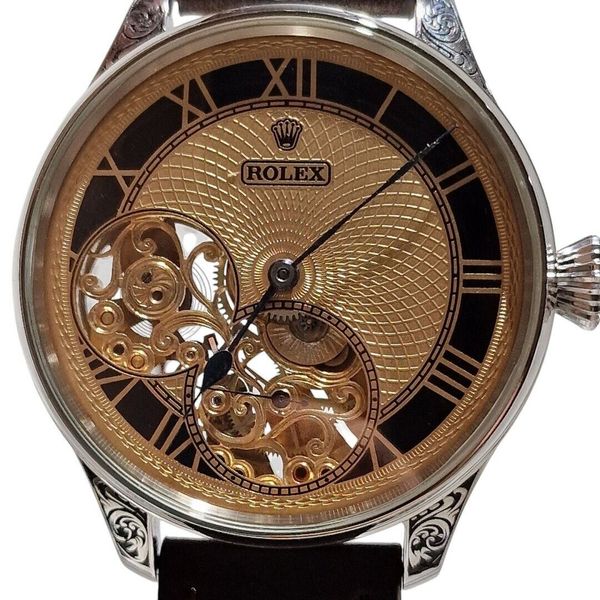 Vintage skeleton watch based on a 1925 Rolex pocket watch movement ...