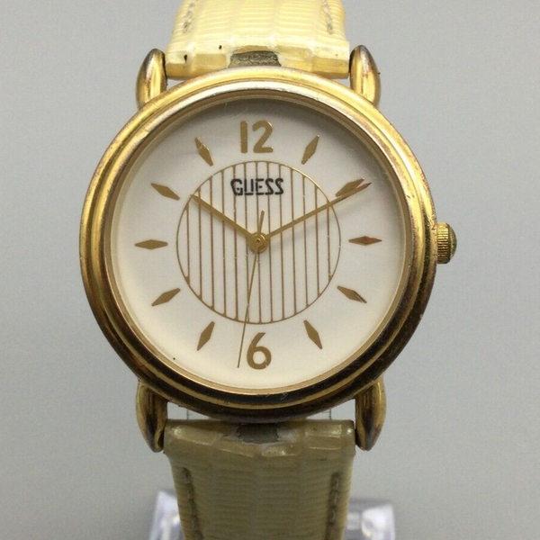 Vintage Guess Watch Women Gold Tone Round Dial New Battery 1991 ...