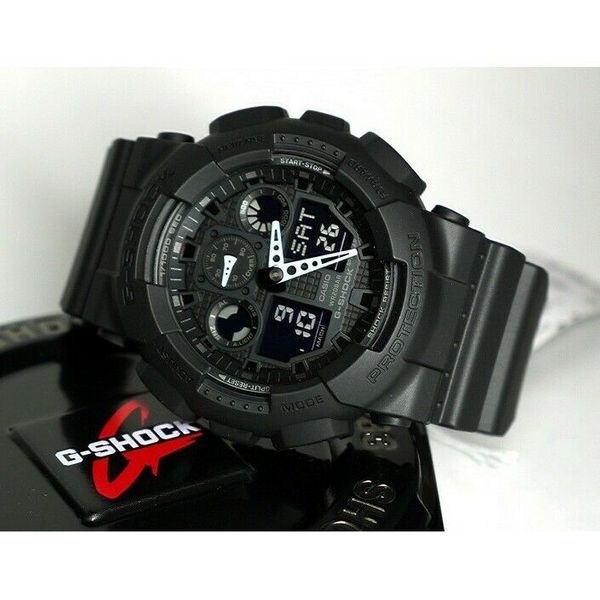 Casio Authentic G-Shock GA100-1A1 Blackout Military Men's Watch ...