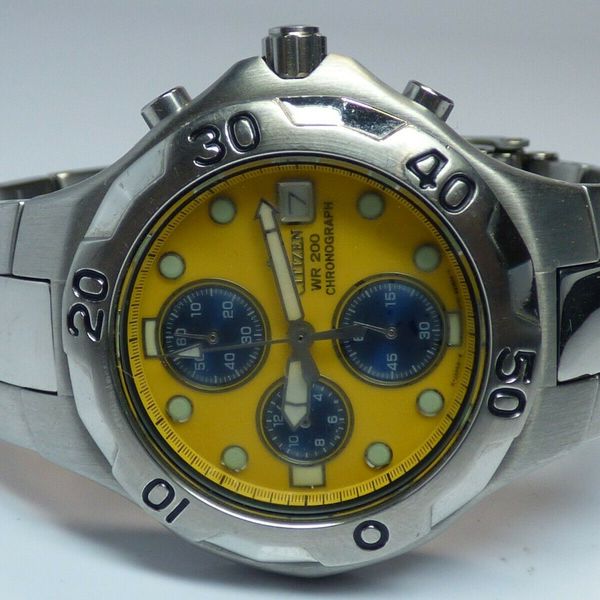 Citizen Yellow Dial Chronograph. 0510-H19713 Stainless Steel Watch ...