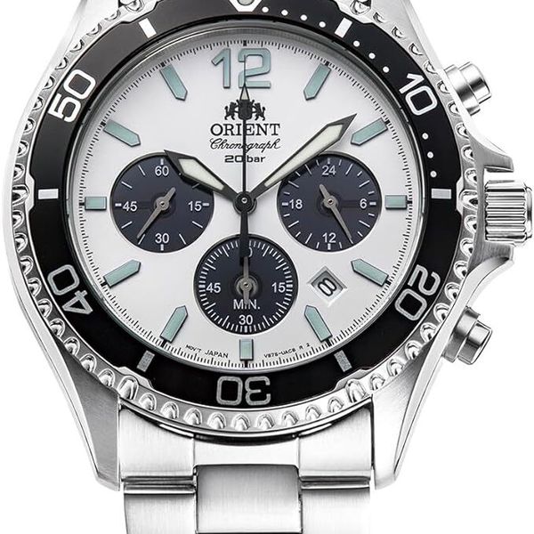 Orient Mako RN-TX0203S NEW White Dial Panda Chronograph Solar Analog ...