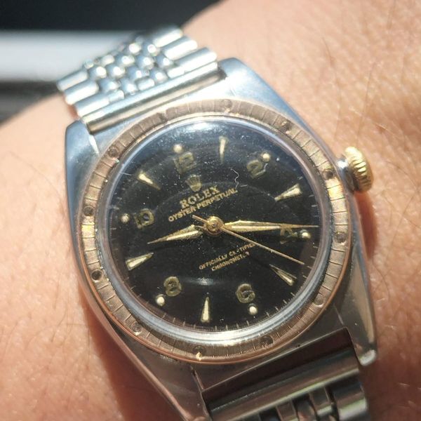 50s RARE ROLEX 5105 BUBBLEBACK EGG AUTOMATIC CAL. 635 VINTAGE WATCH 32 ...