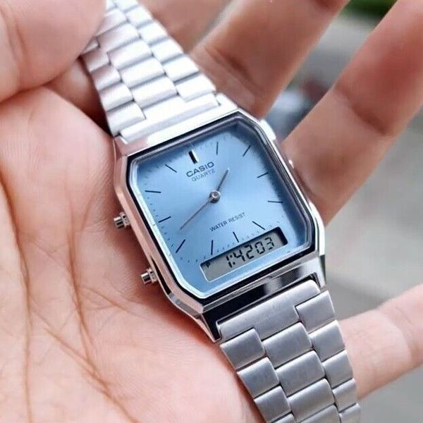 Casio AQ-230A-2A1 Vintage Trending Color Ice Blue Analog Digital Unisex ...