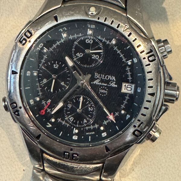 Bulova Marine Star 96B56 100m Chronograph Dive Diver Watch w/ Date ...