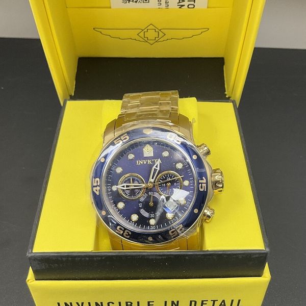 Invicta 0073 Pro Diver Chronograph 18k Gold-Plated Watch | WatchCharts ...