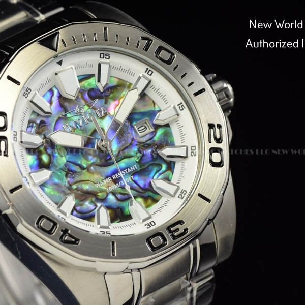 Invicta Pro Diver Men's White Abalone Dial 48mm Stainless Steel Quartz ...