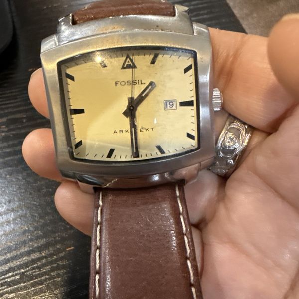 Fossil Arkitekt FS-2967 Square Menâ s Watch â Brown Leather, Excellent ...